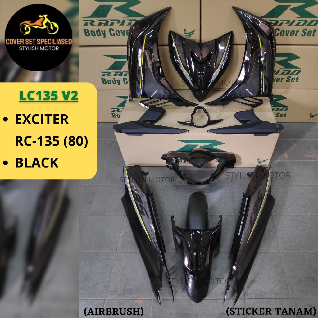 LC135 V2 4S 5S ES EXCITER RC-135 (80) BLACK RAPIDO COVER SET (STICKER ...