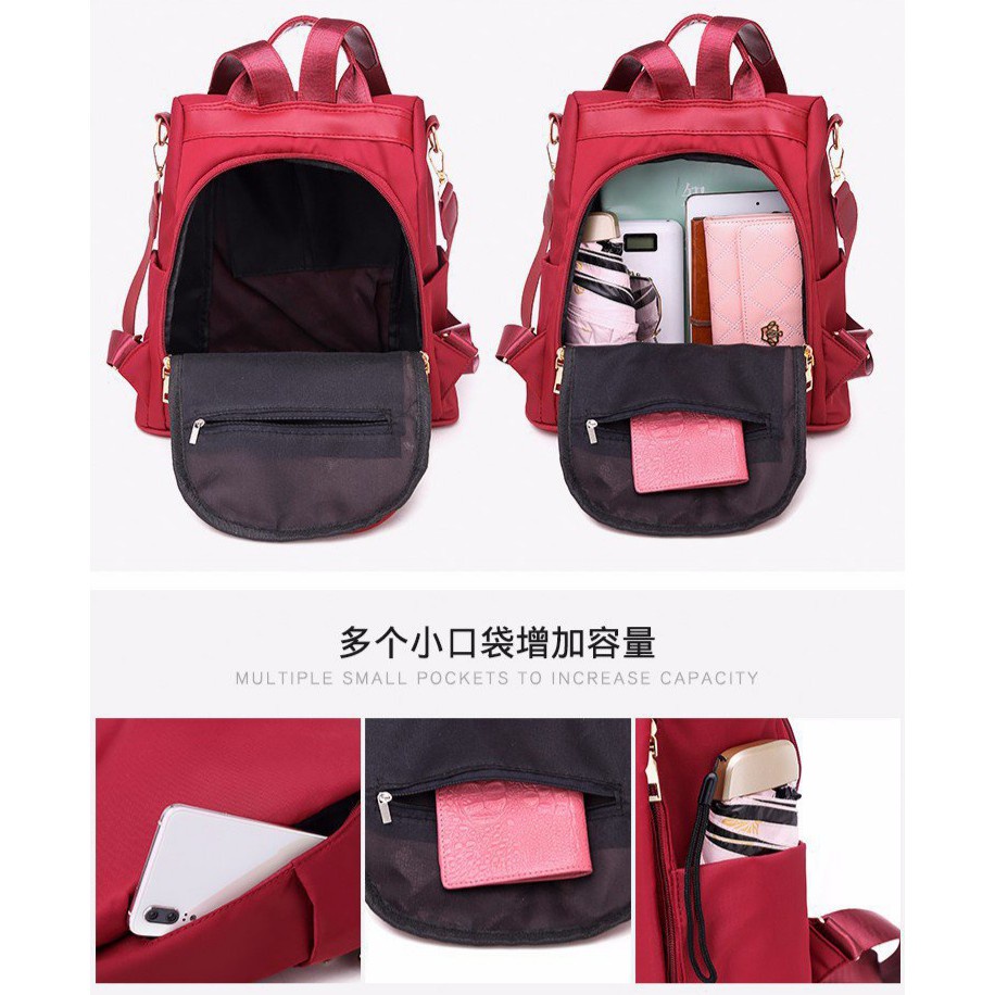 Js_bag Backpack Water Repellent Backpack Women Black Motif Pitaloka ...