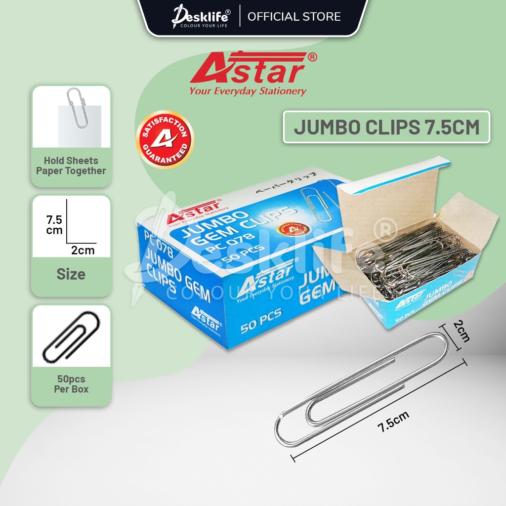 Desklife Astar Paper Clip Jumbo Gem Clips 2.5cm 3.1cm 5cm 7.8cm(BOX ...