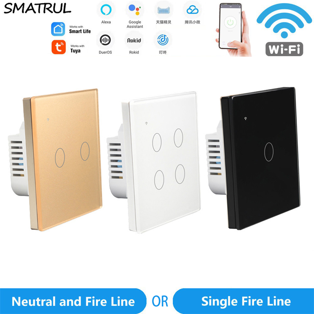 Wifi Smart Wall Switch, Wireless RF433 Control Light Switch Glass Panel ...