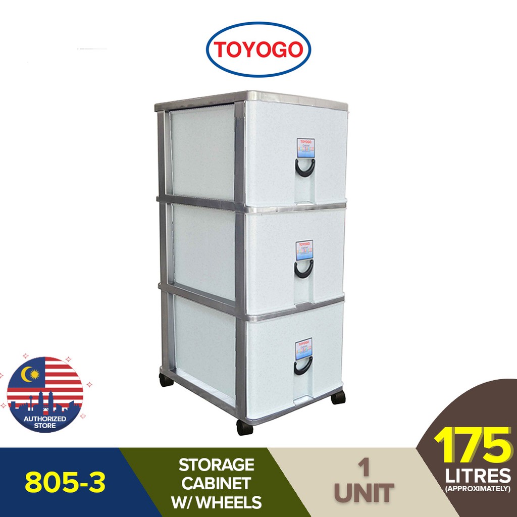 TOYOGO 3 Tier Large Storage Drawer with Wheels 805-3 (175L) [1 unit ...