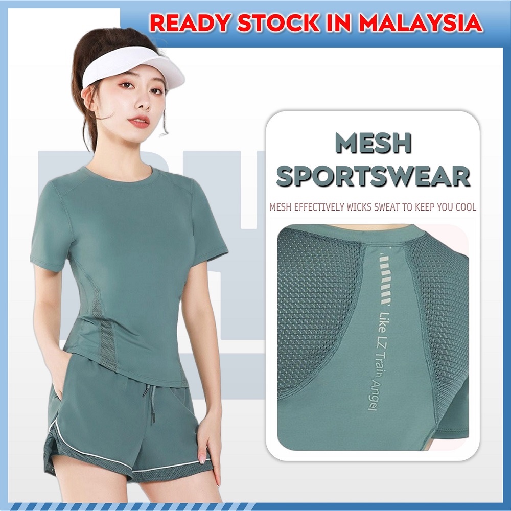 Good Quality Mesh Sports Top Women Comfy Breathable Short Sleeve Sports ...