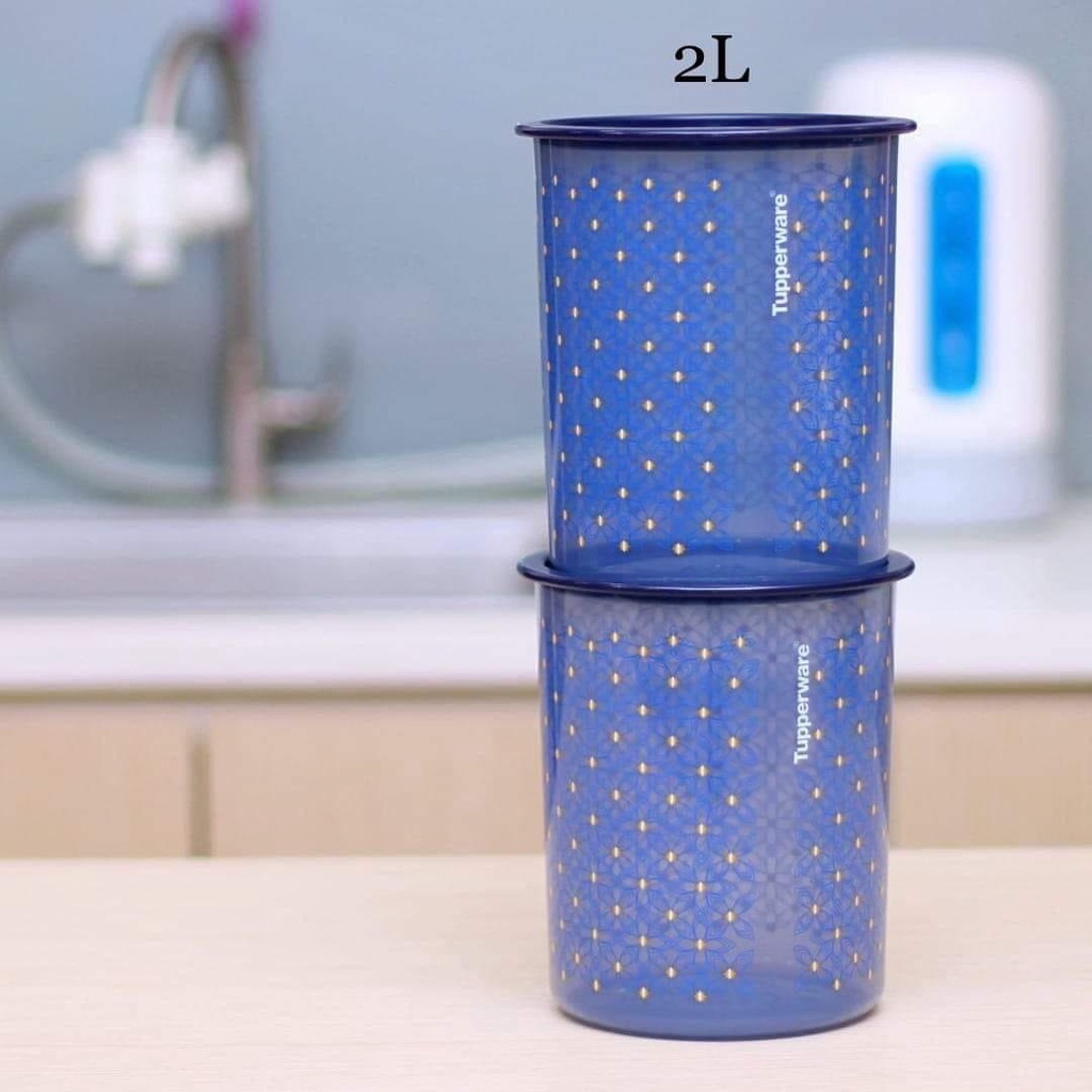 Tupperware one touch Petalz/ Window Canister/ Blue / Royale Bloom Canister Junior 2L / fit 1kg ...