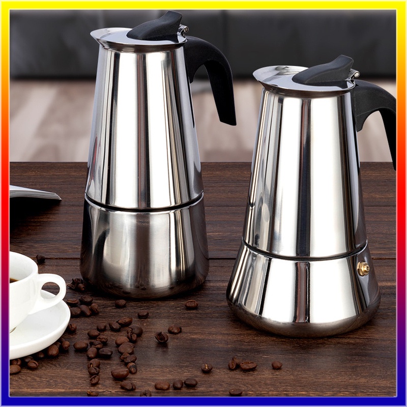 Stainless Steel Italian Moka Pot Espresso Cafeteria Coffee Pot Maker ...