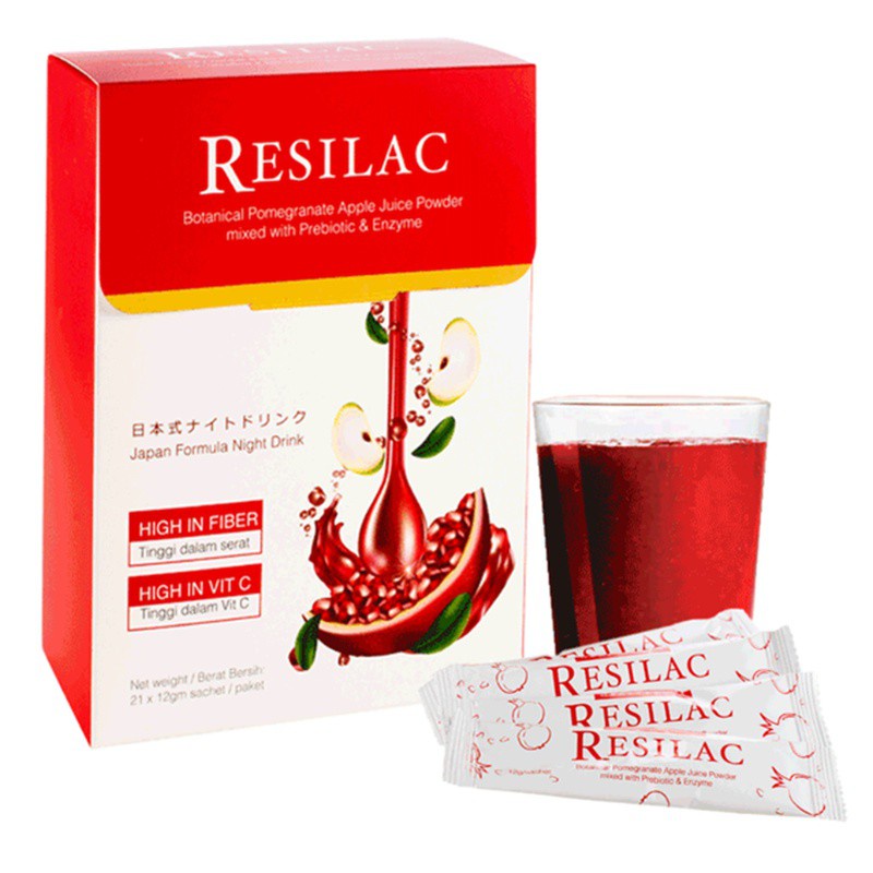 [EXP:09/2026] RESILAC BOTANICAL POMEGRANATE APPLE JUICE POWDER 12g x 21 ...