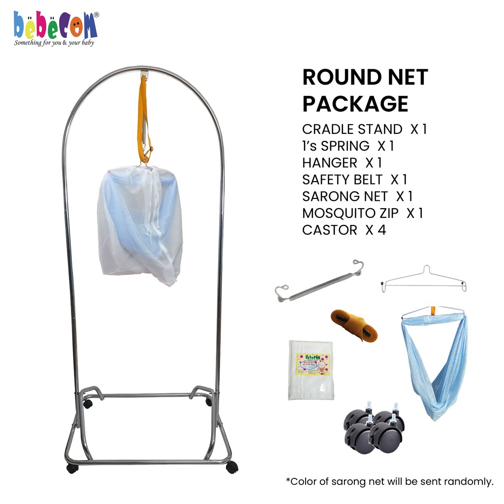 BEBECOM Rangka Buian/Baby Spring Cot Cradle/Baby Cradle with Lockable ...