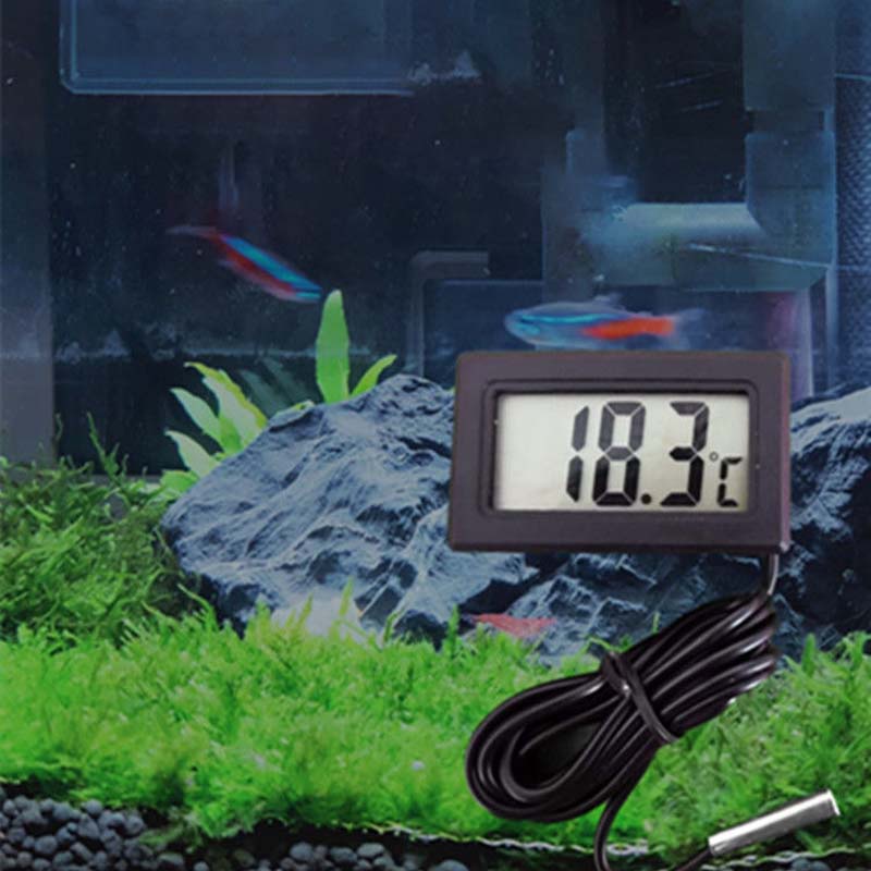 AQUARZOO Digital Aquarium LCD Thermometer with Probe Fish Tank Reptile ...
