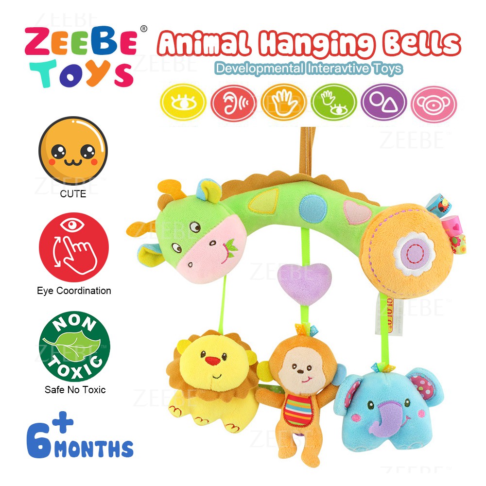 ZEEBE Plush Toy Developmental Interactive Soft Kids Infant Rattle Toys ...