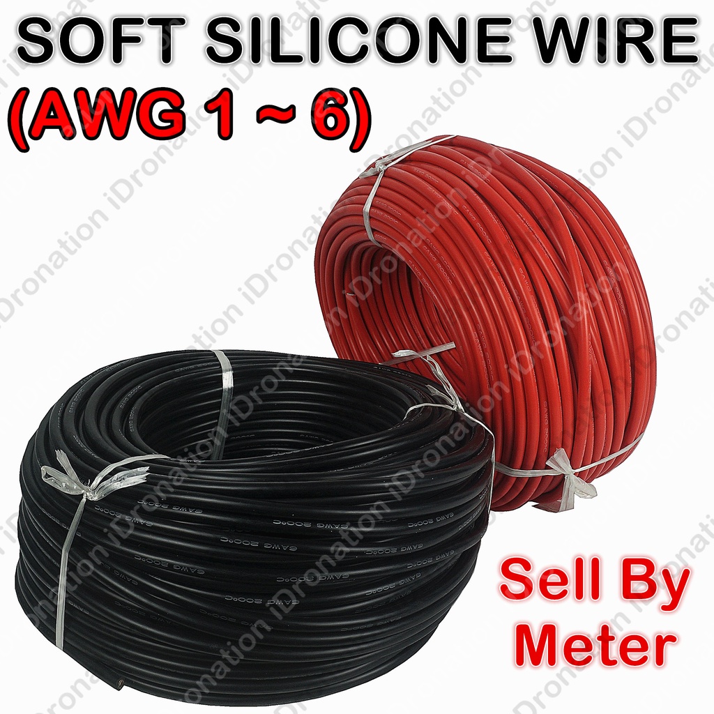 Soft Silicone Flexi Flexible Multicore AWG 1 2 4 6 Wire Cable Black Red ...