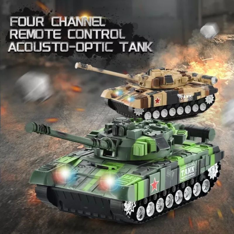 1:18 rc battle tank 4 channel simulation military fighting battle rc ...