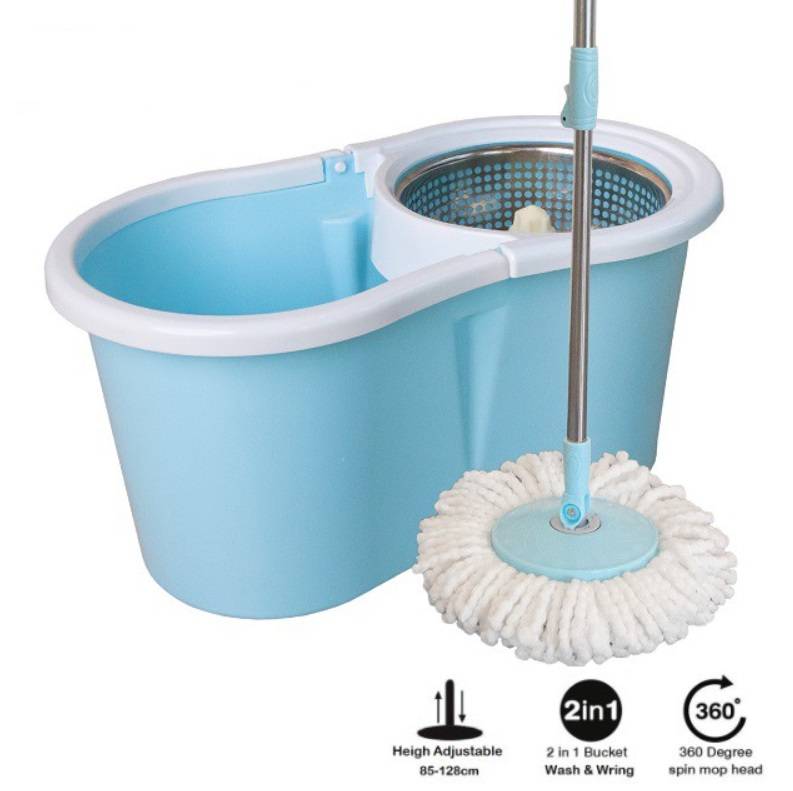 Spin Mop With Bucket Pastel Colour Stainless Steel + 2 Microfiber Mop ...