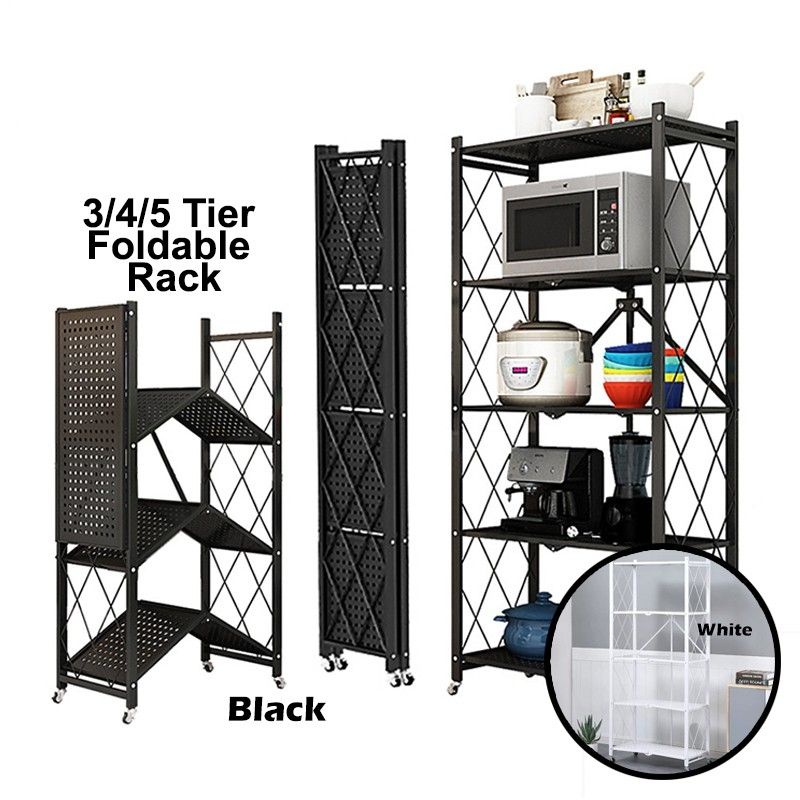 3/5 layer foldable rack/rak roda mudah alih/rak besi/rak meniaga ...