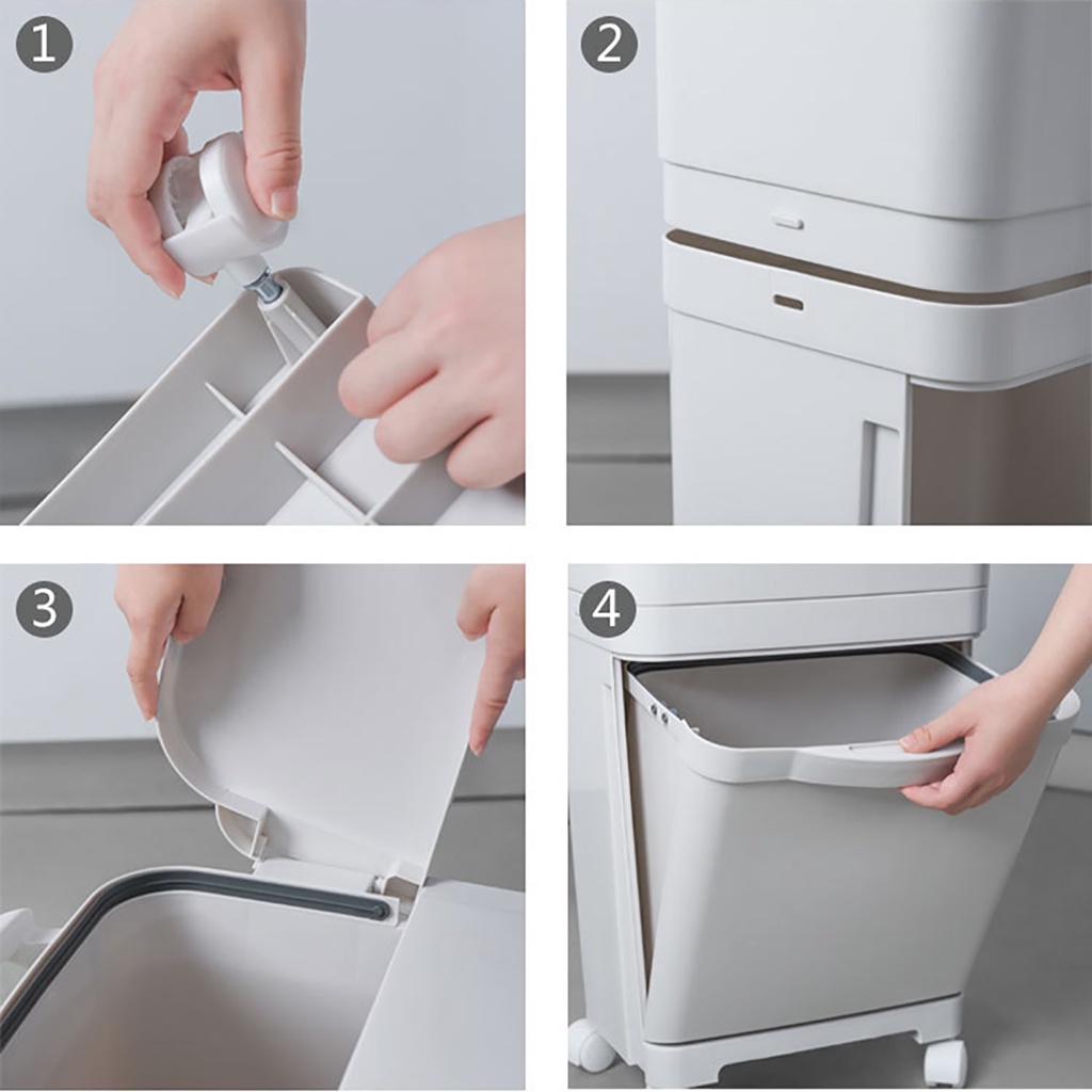 2 Layer Classification Trash Can Kitchen Plastic Dustbin Wet and Dry ...
