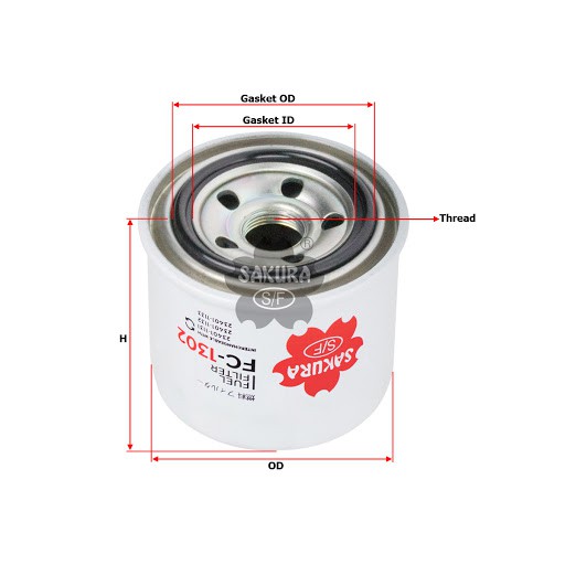Sakura Fuel Filter FC-1302 HINO DUTRO,DAIHATSU DV57 NITCO KUBOTA ...