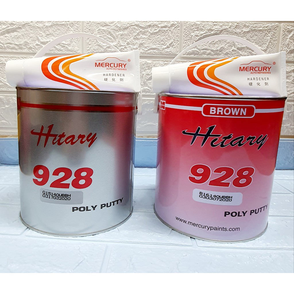 MERCURY Hitary 928 Poly Putty Brown / Grey (4Kg) C/W Hardener 90gram ...