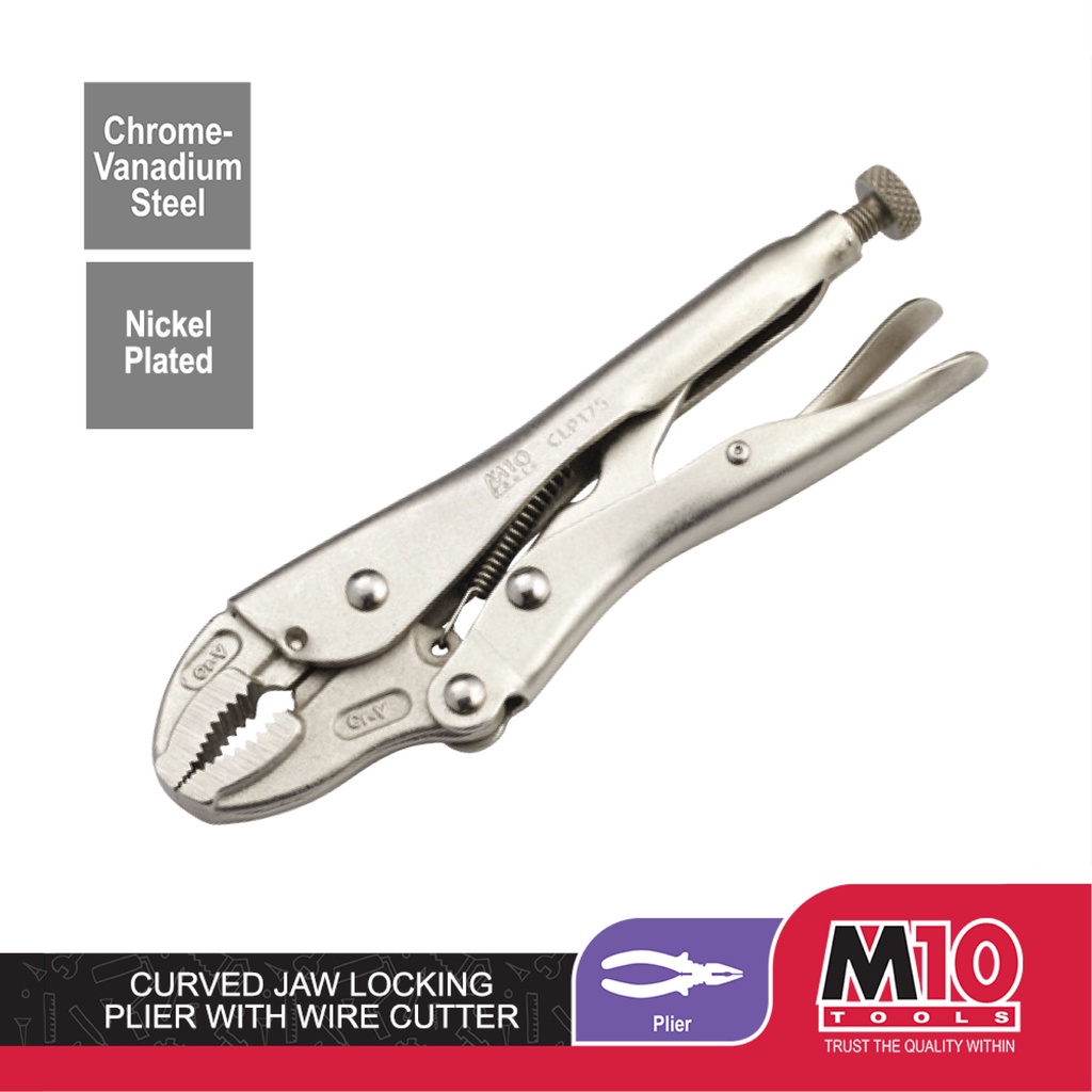 M10 Curved Jaw Locking Plier With Wire Cutter ( 5" / 7" / 10 ...
