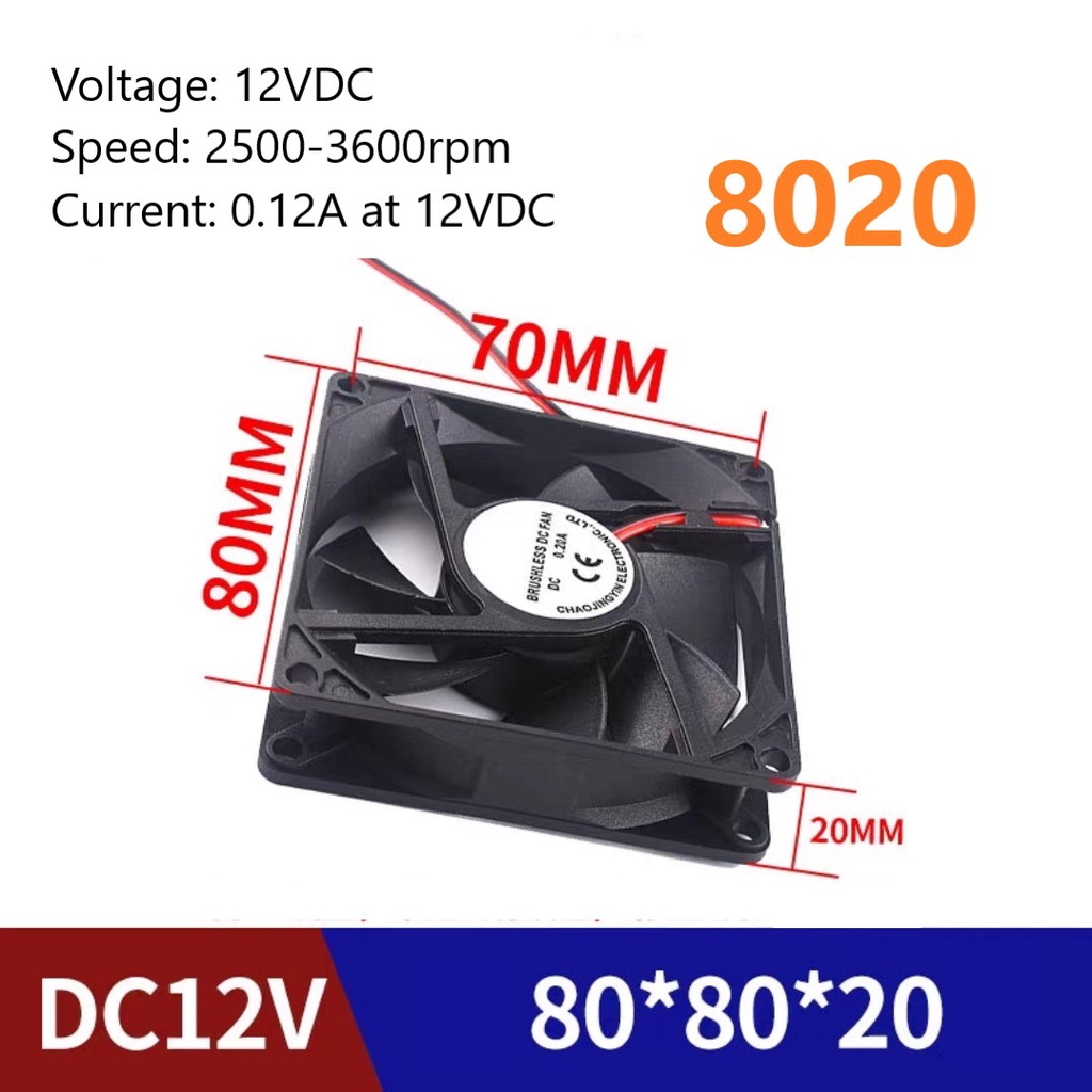 12V 2 pin Fan 4CM 5CM 6CM 7CM 8CM 9CM 12CM Oily Bronze Sleeve Bearing ...