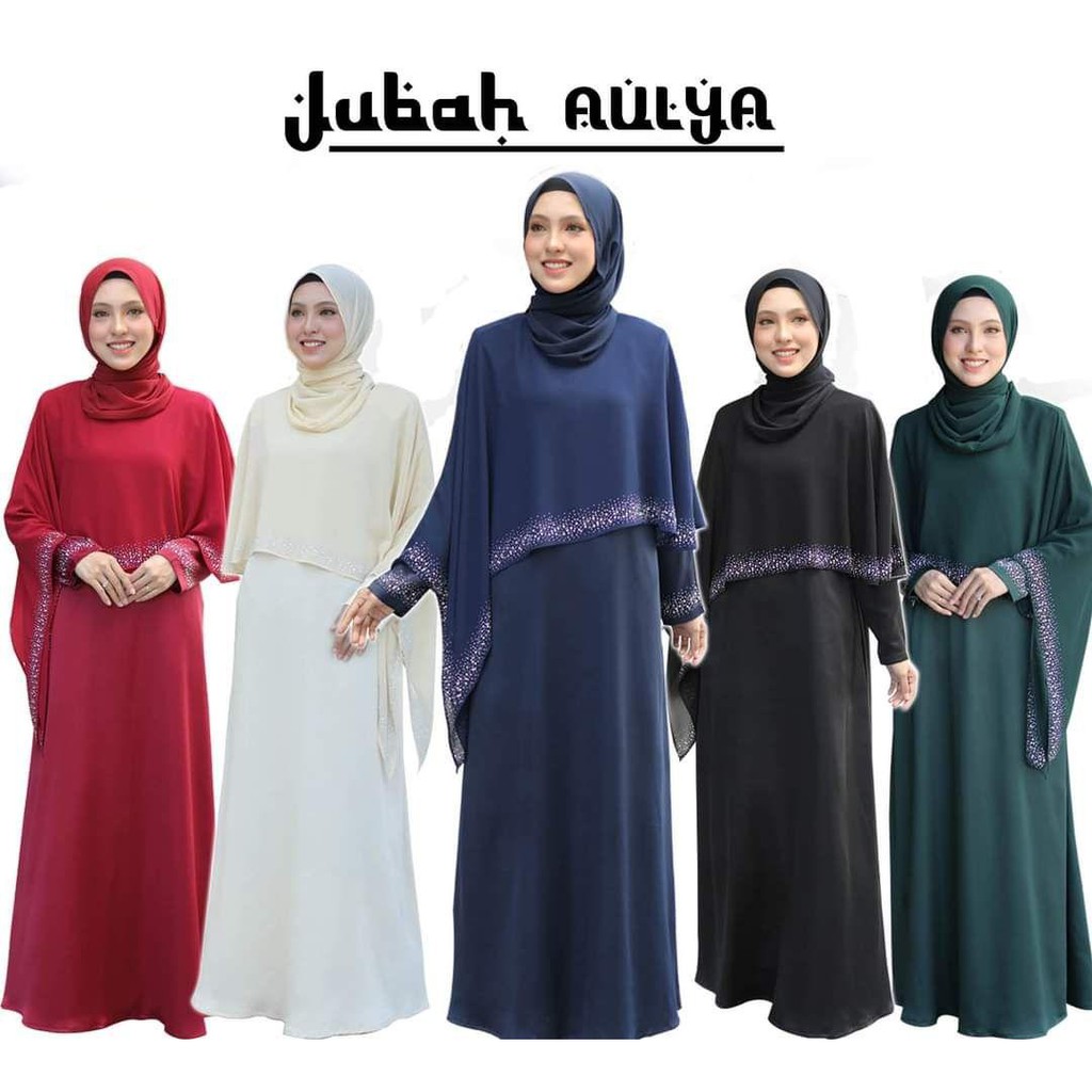 🔥 HOT ITEM 🔥 JUBAH AULYA | JUBAH MUSLIMAH | Material CRYTAL DIAMOND cap ...