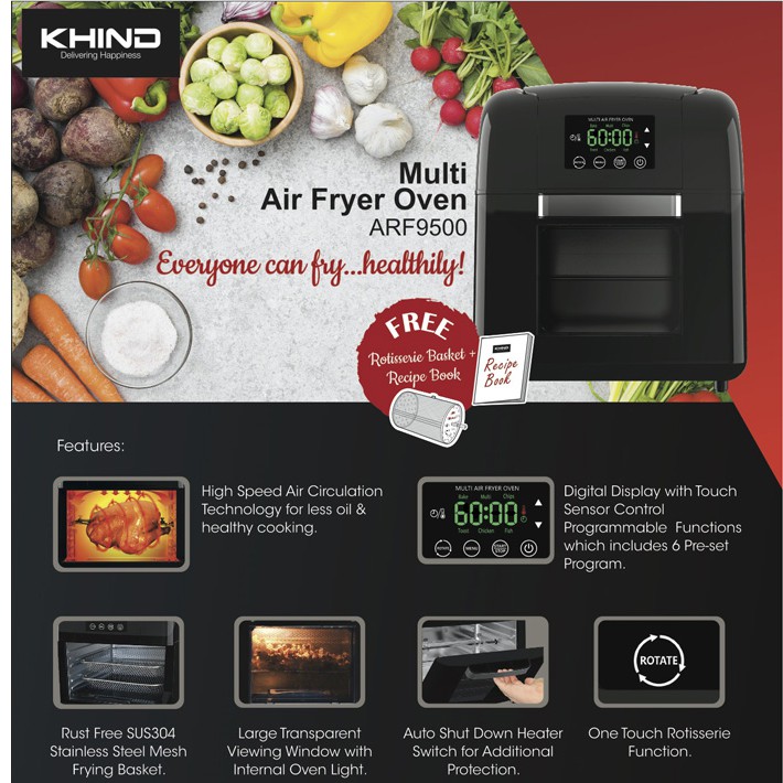 KHIND MULTI AIR FRYER OVEN ARF-9500 | Shopee Malaysia
