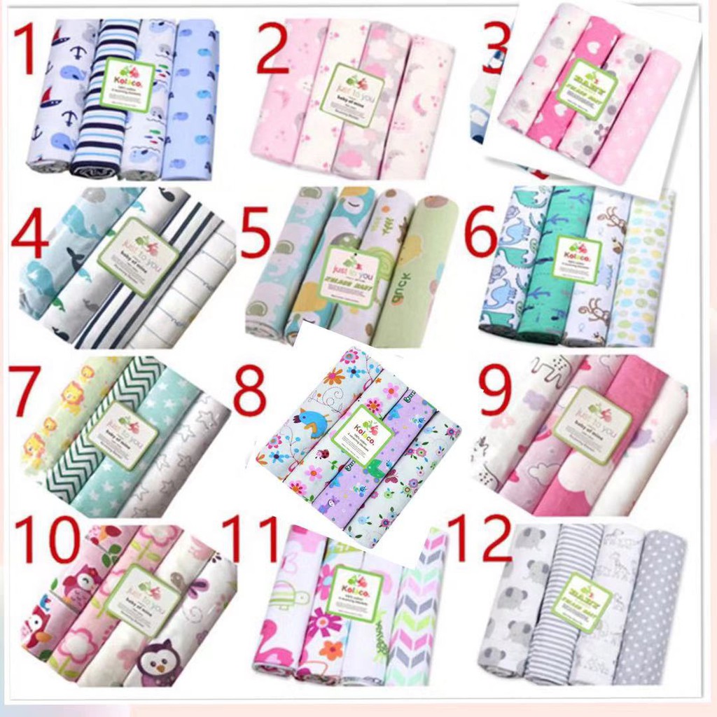 4 in1 4pcs baby swaddle blanket kain lampin bedung bayi infant cotton ...