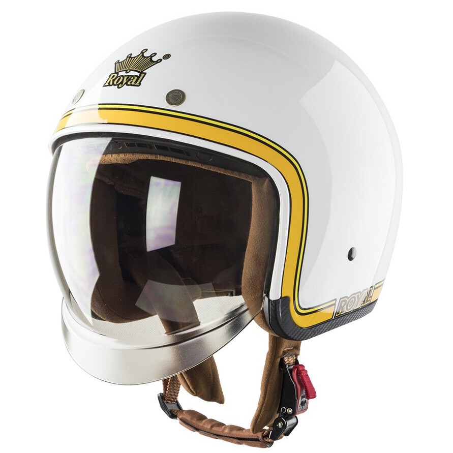Royal M139 3/4 helmet with white V10 stamped glass (with free carrying ...
