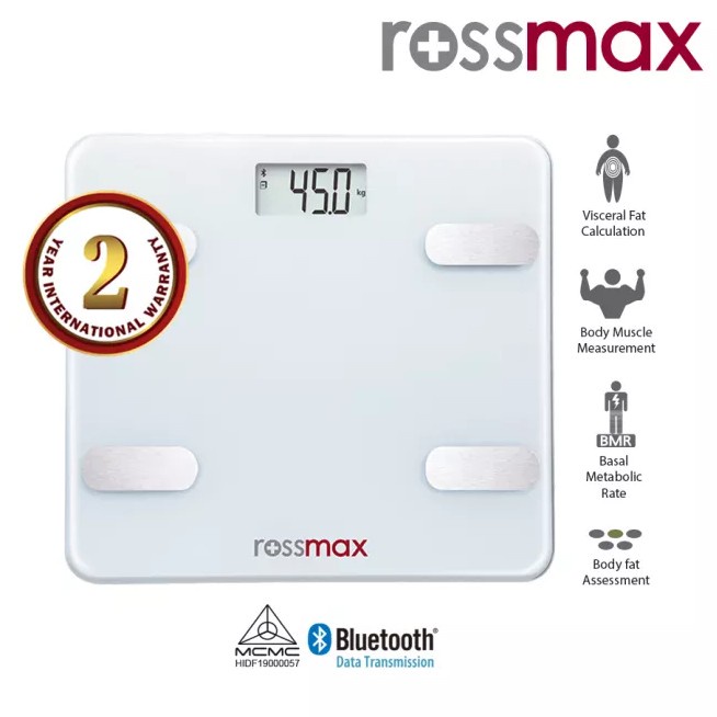 Rossmax Bluetooth Body Fat Scale WF262 * 2 Years Warranty * | Shopee ...
