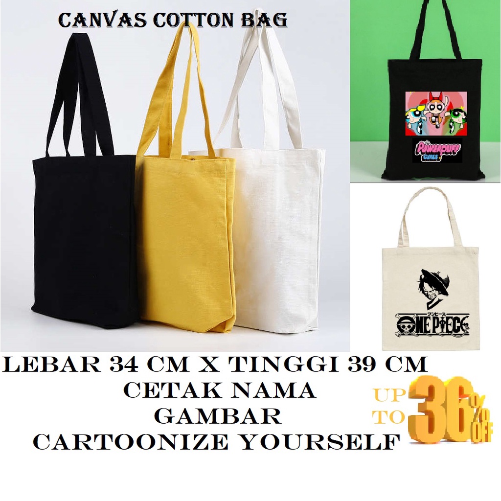 Canvas Cotton Plain Tote Bag with printed name or picture or logo album ...