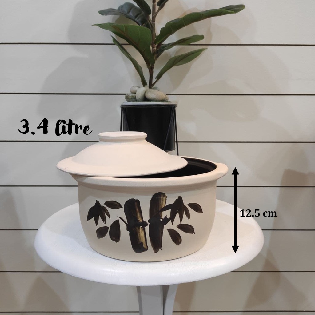 NEW!! 🔥🔥BAMBOO PERIUK CLAYPOT TANAH MEMASAK TAHAN PANAS 🔥3.4L!! | Shopee Malaysia