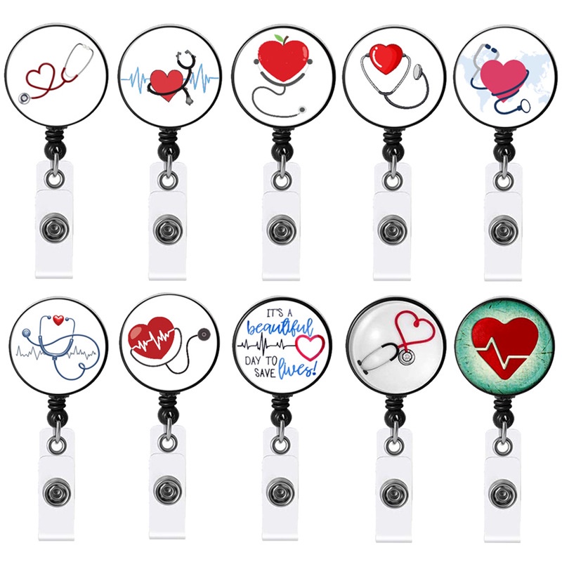 1pcs Rotatable ID Name Badge Reel for Doctors Nurses Work Card Holder ...