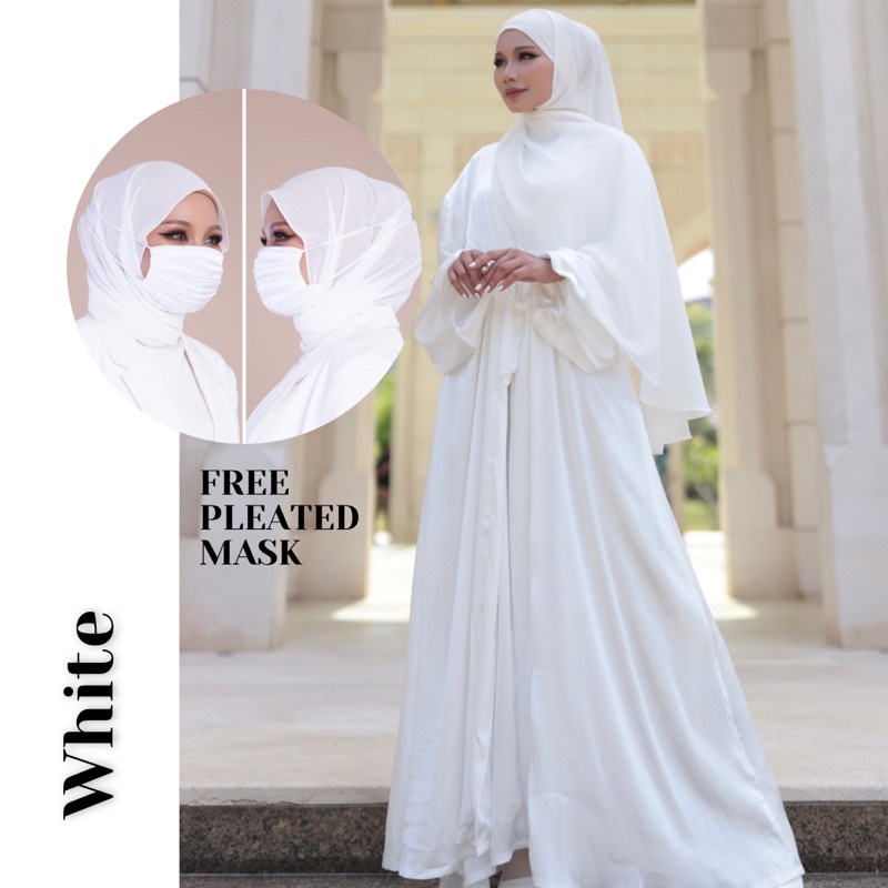 MAJESTIC ABAYA - WHITE (FREE MATCHING COLOR MASK) | Shopee Malaysia