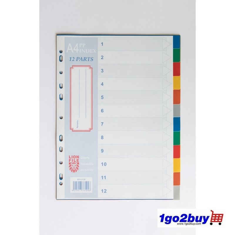 Lion File A4 PP Coloured Index Divider - 12 Parts ( IDP1312P ) | Shopee ...