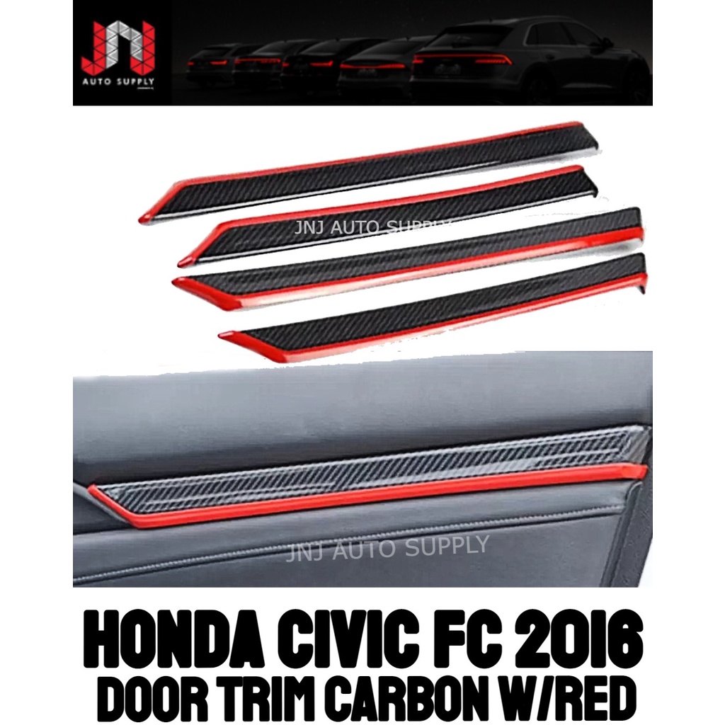 Honda Civic FC 2016 Door Trim carbon with Red Trim type R design 1 set ...