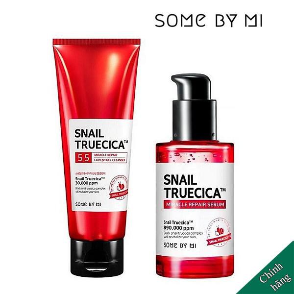 Some By Mi Snail Truecica Miracle Repair Facial Cleanser + SERUM Combo ...