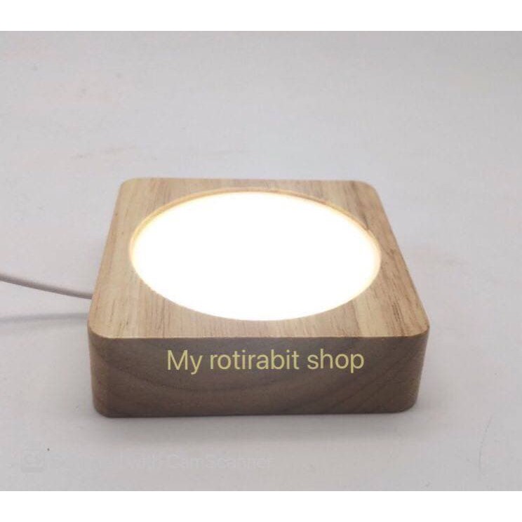 LED White light Square Solid Wood Base | Shopee Malaysia