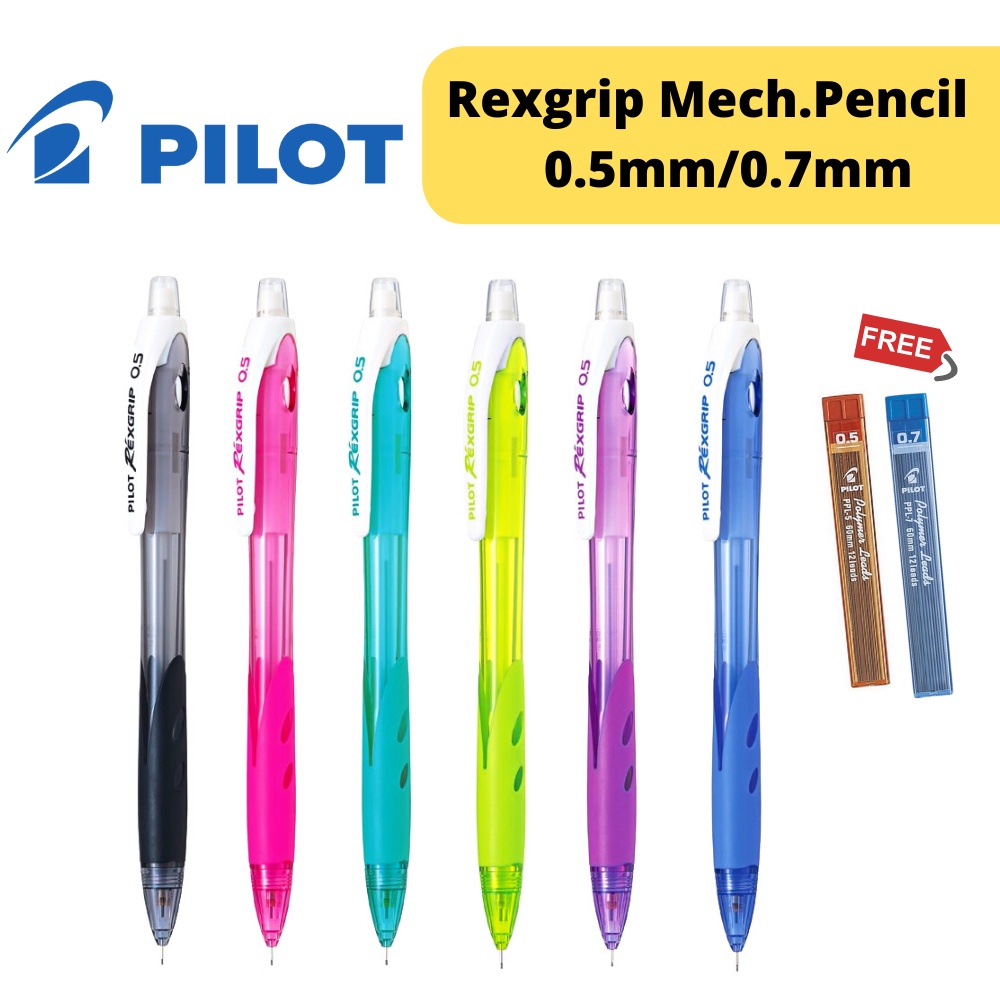 Pilot Rexgrip Mechanical Pencil with Lead 0.5mm/0.7mm Pensil Tekan ...