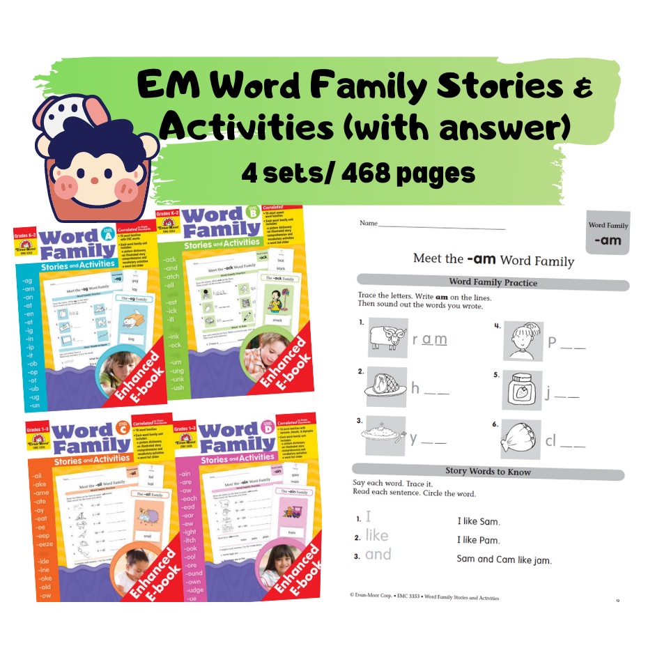 A182 - [PDF] EM Word Family Stories & Activities 4 sets (with answer ...