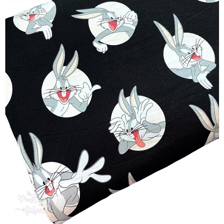 Kain Cotton Lycra fabric cartoon corak bugs bunny looney rabbit bunny ...