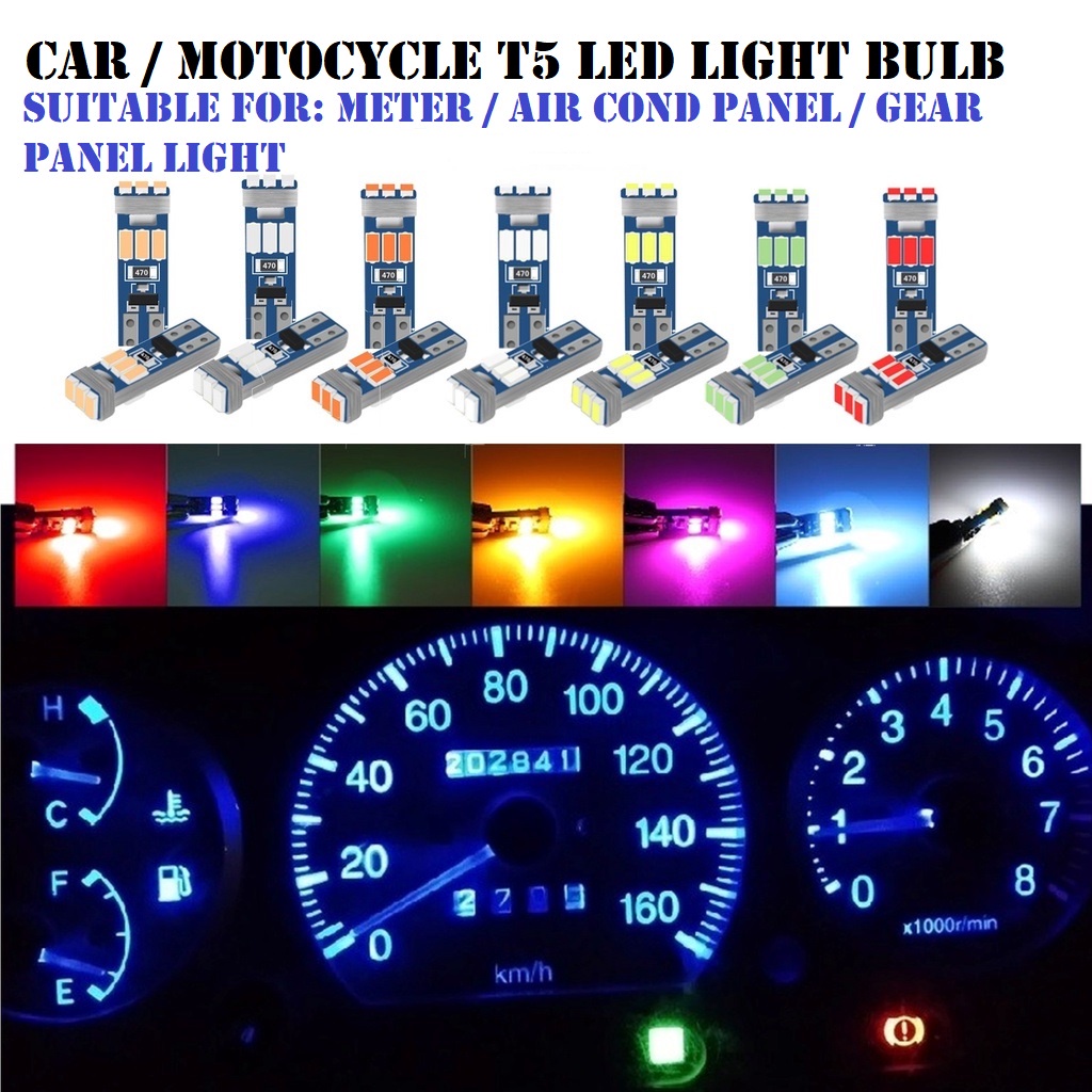 Car Led Meter Bulb Dashboard Air Cond Gear Panel Light Wedge T5 Led ...