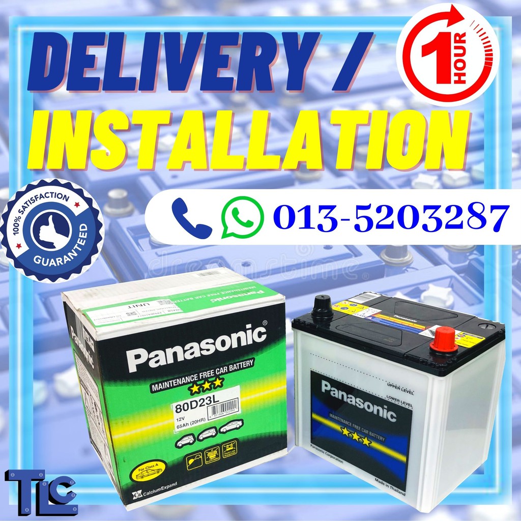 80D23L PANASONIC MAINTENANCE FREE CAR BATTERY MADE IN THAILAND (DELIVERY AND INSTALLATION ...