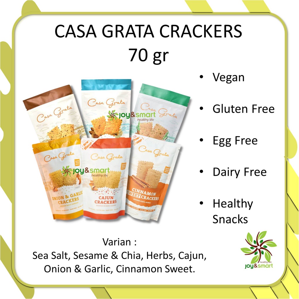 Joy Smart Healthy Life Casa Grata Crackers 70gr Herbs Sea Salt Sesame ...