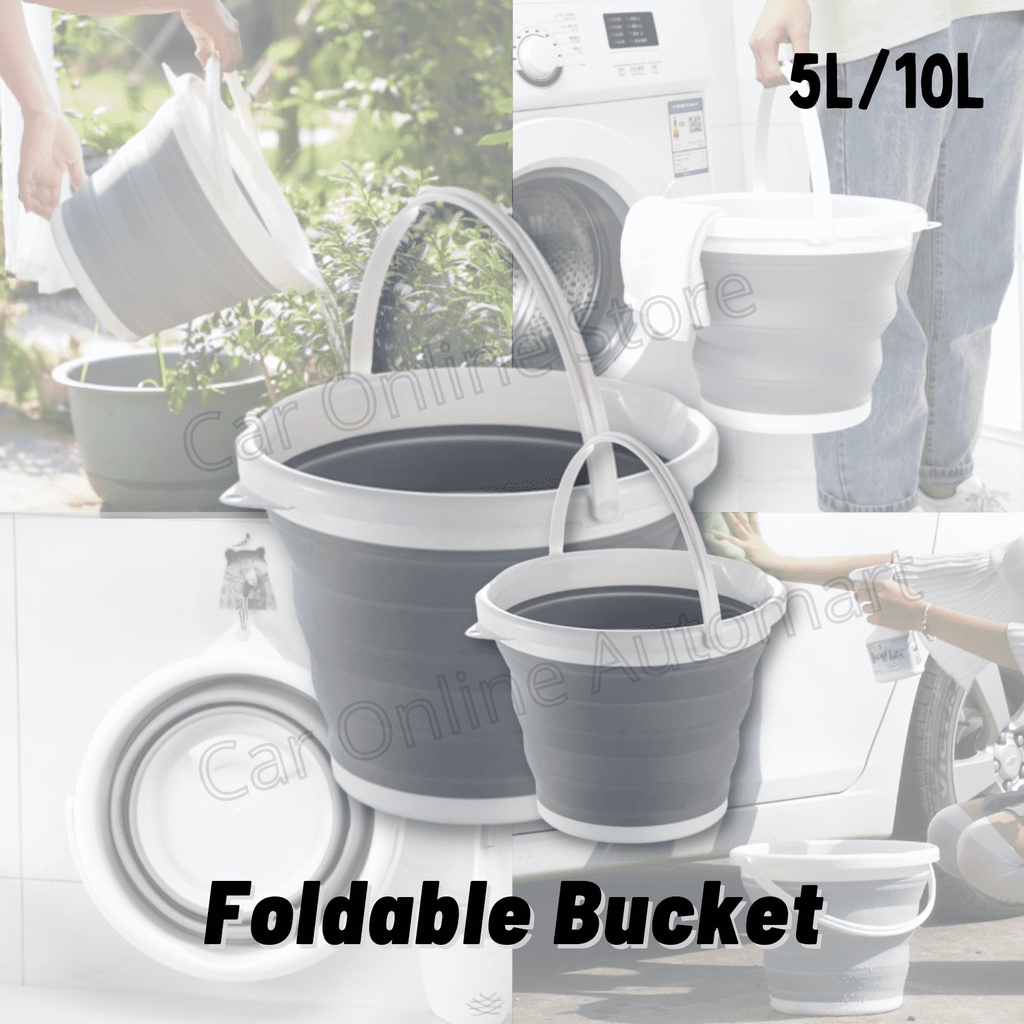 5L/10L Silicone Foldable Water Bucket Pail Portable Collapsible Folding ...