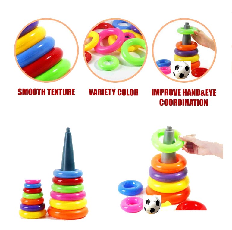 Stacking Colourful Rainbow Ring Tower Stack Up Education Toys Baby ...