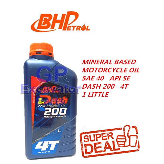 (100% Original Oil)BHP Dash 200 4T Motorcycle Engine Oil [1 LITTLE ...
