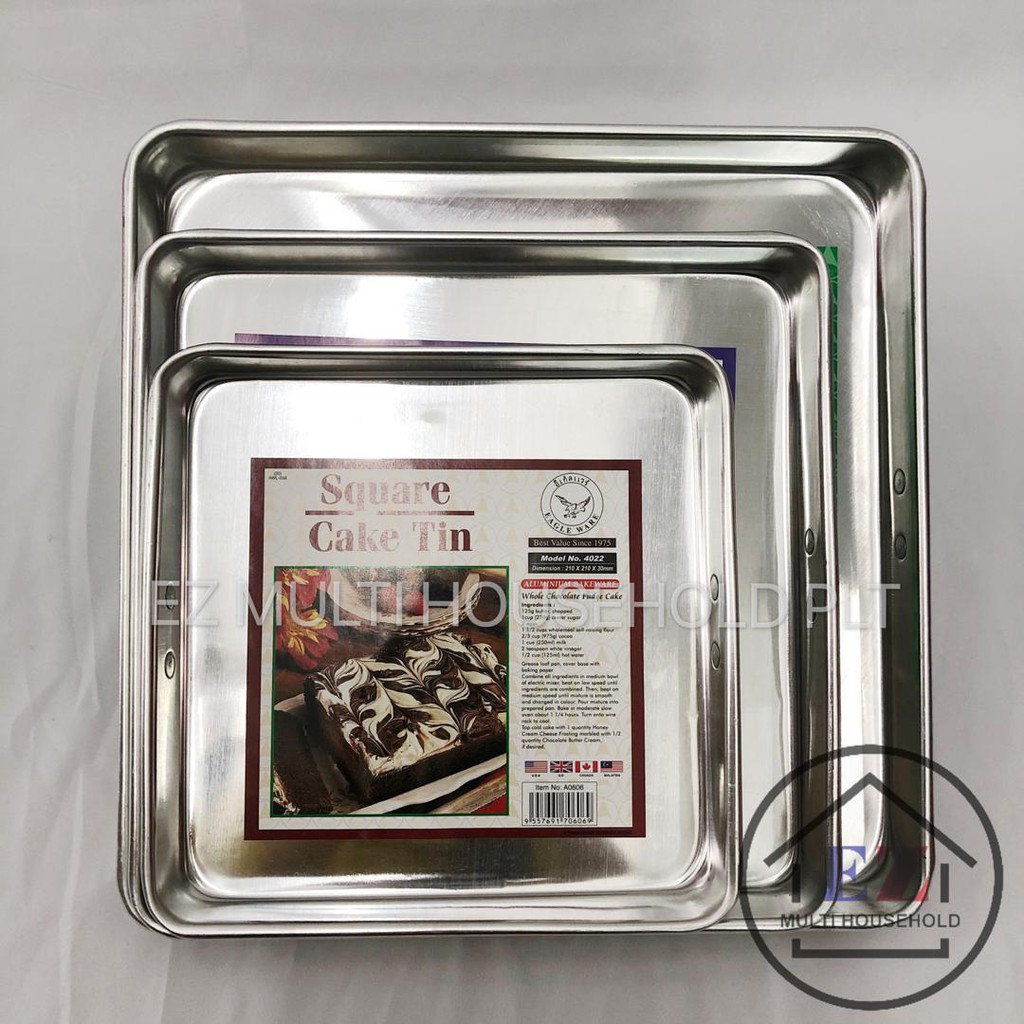 SQUARE CAKE TIN (SHALLOW) EAGLE / LOYANG KEK SEGI RENDAH CAP HELANG ...