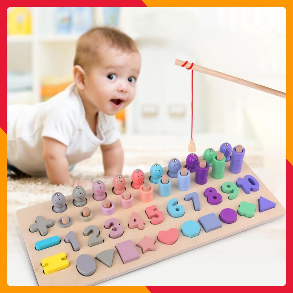 Order number puzzle set with wooden fishing and block jigsaw | Shopee ...