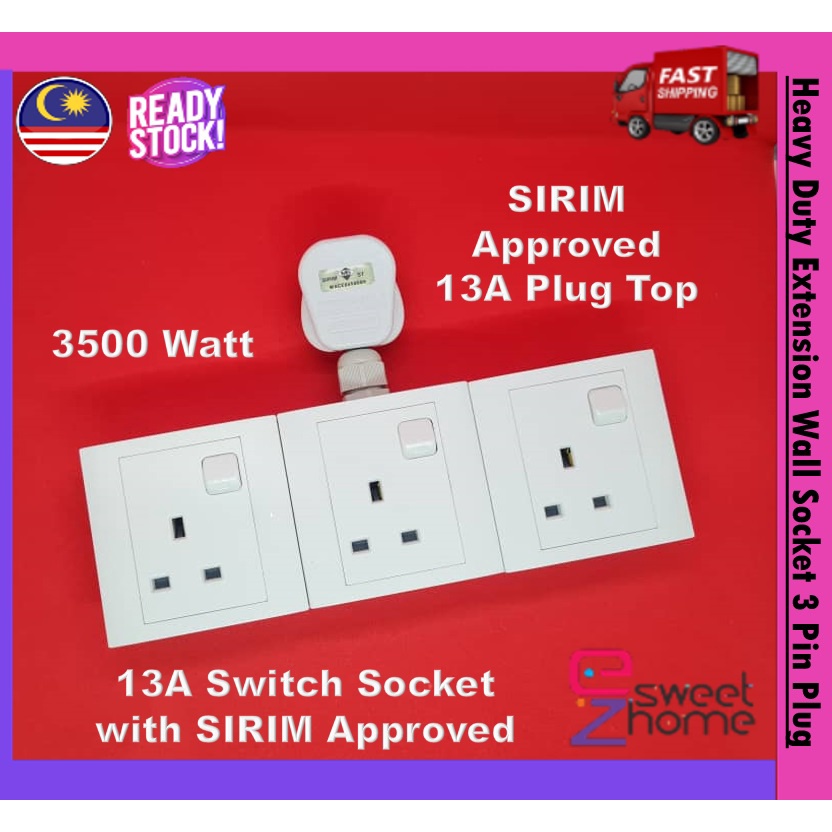 Hager 100%FULL Copper 3 Gang Wall Socket Heavy Duty/Tadaptor/Wall ...