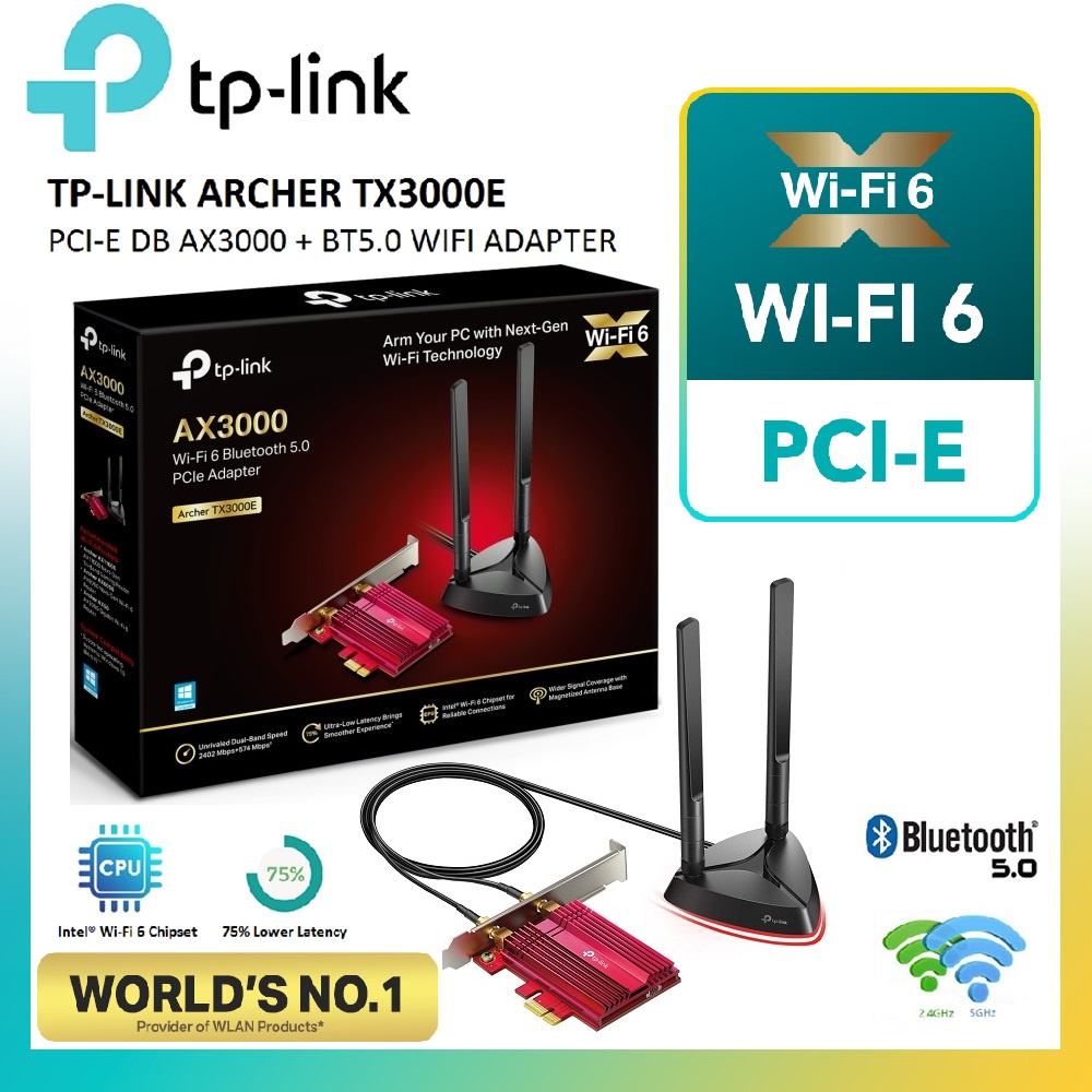 TP-Link TX50E / TX55E / TX3000E AX3000 Wi-Fi6 & Bluetooth 5.0 PCIe ...