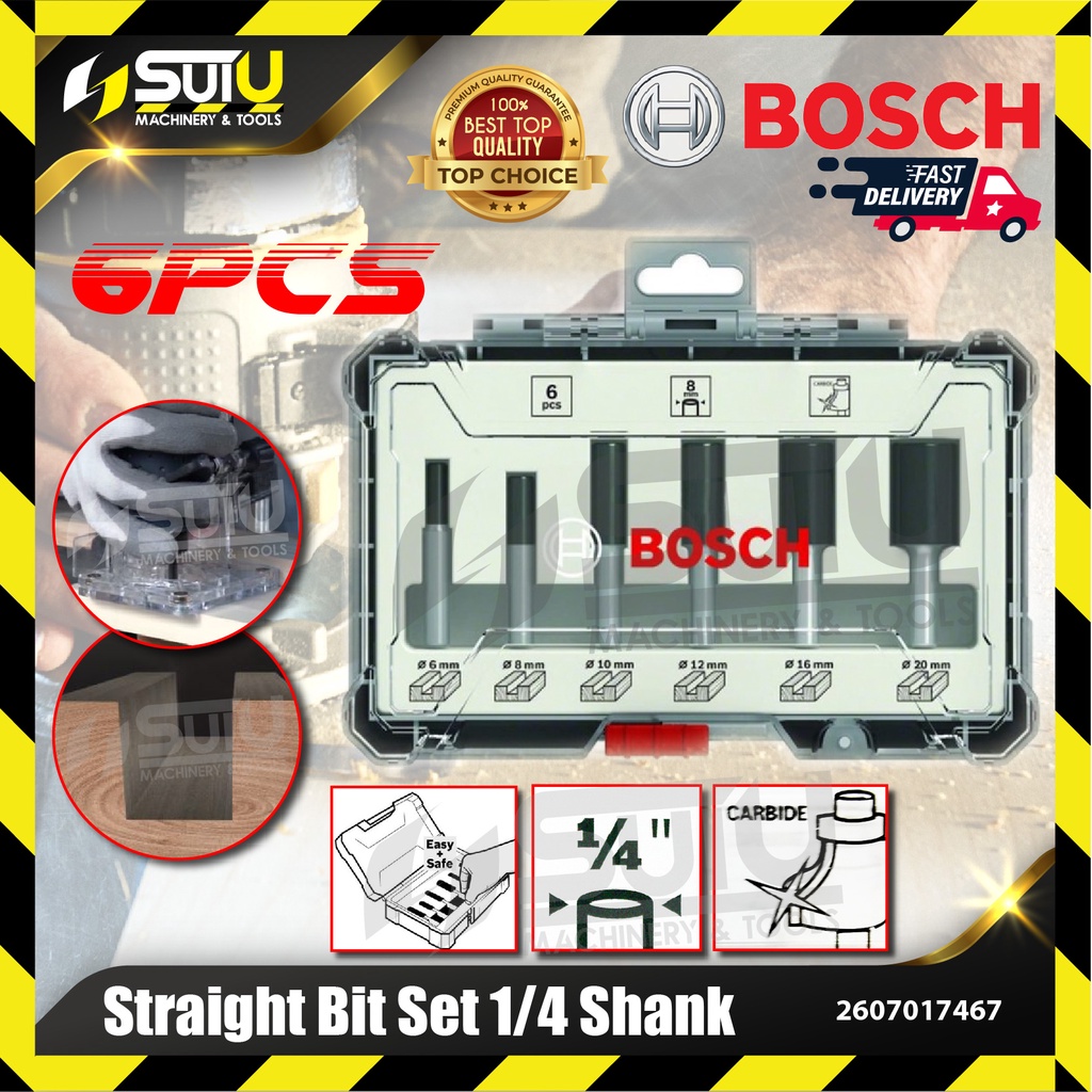 BOSCH 2607017467 6PCS Straight Bit Set 1/4 Shank | Shopee Malaysia