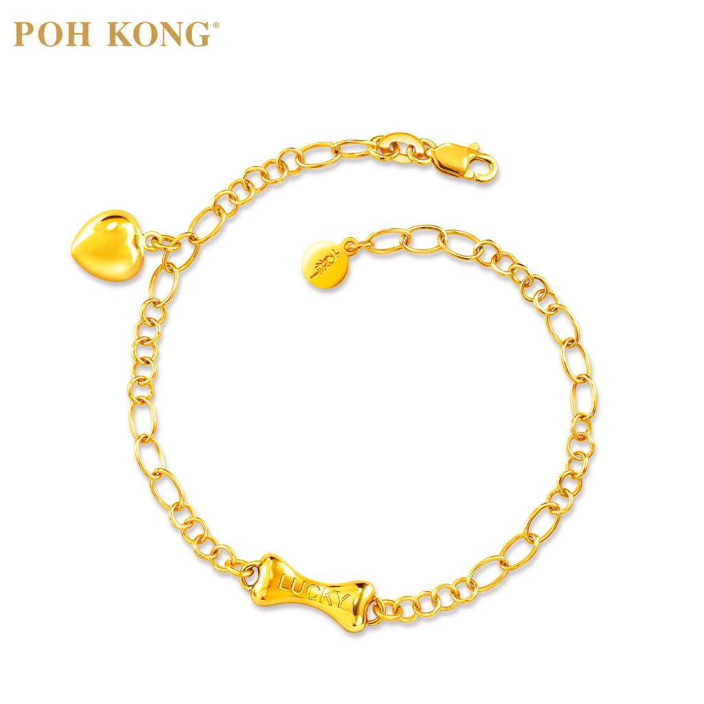 POH KONG 916/22K Gold Auspicious Lucky Bone Bracelet | Shopee Malaysia