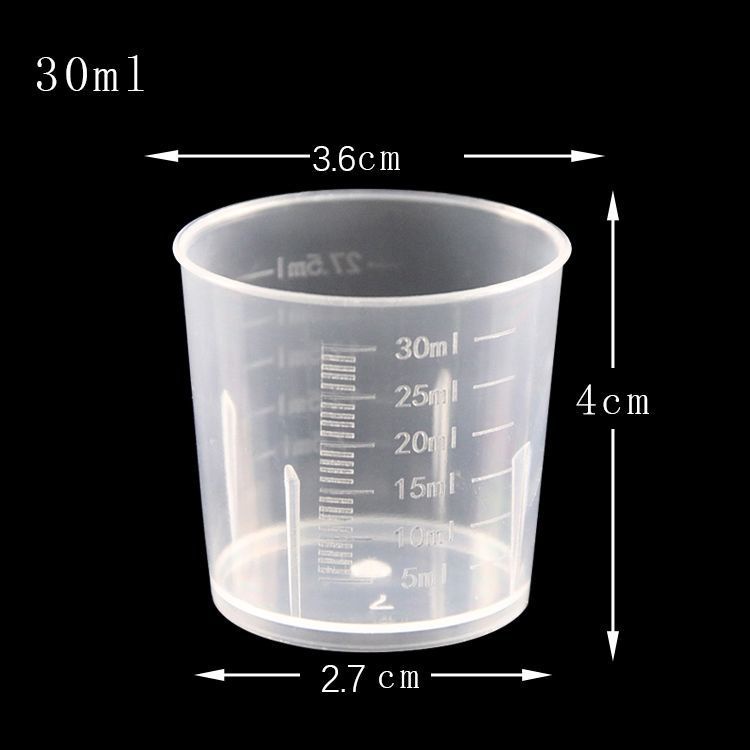 Measuring Cup with Lid wIth Scale Plastic 10ml/ 15ml /20ml / 30ml /50ml /100ml /120ml Clear ...